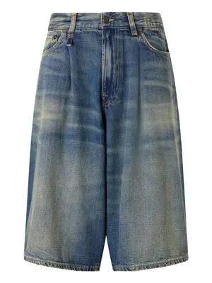 R13 Relaxed Fit Faded Denim Shorts - Blue