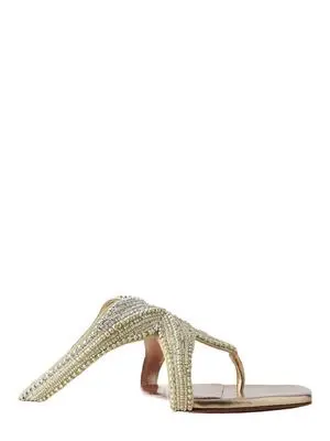 AQUAZZURA Reef Star Metallic Leather Embellished Sandals - Nude