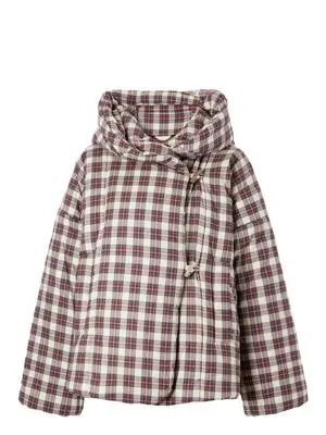 Dries Van Noten Hooded Checked Padded Cotton-flannel Jacket - Gray