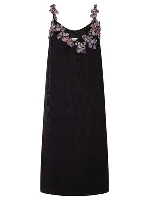 Dries Van Noten Embellished Slip Midi Dress - Black