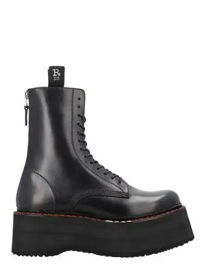 R13 Platform Lace Up Ankle Boots - Black