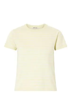 Auralee Striped Cropped T-shirt - White