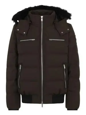 Moose Knuckles Long-sleeved Down Jacket With Detachable Fur-trimmed Hood - Brown