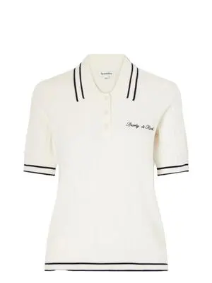 SPORTY  RICH Sporty & Rich Cable Knit Embroidered Polo Shirt - No