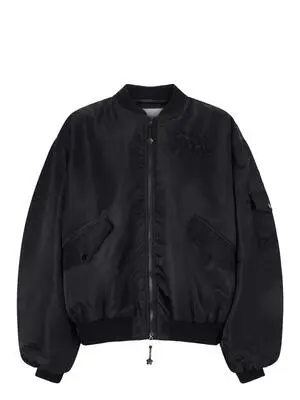 Cecilie Bahnsen Oversized Bomber Jacket With Tonal Embroidery - Black