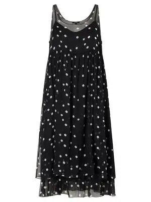 R13 Gathered Polka-dot Silk Midi Dress - Black