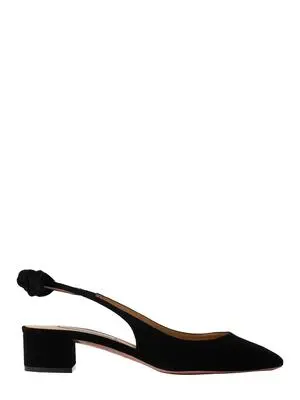 AQUAZZURA Suede Slingback Pumps With Block Heel - Black