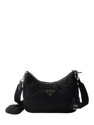 Prada Quilted Re-nylon Hobo Bag - Black
