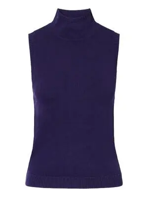 Staud Staud Sleeveless High-Neck Knit Top Blue