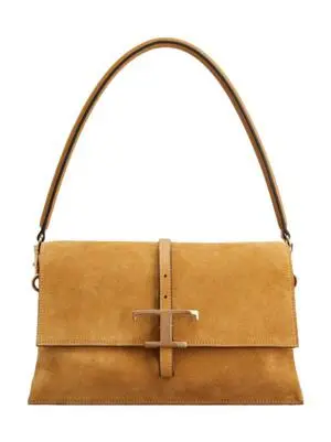 TOD'S Timeless Suede Mini Bag With T Timeless Accessory - Brown