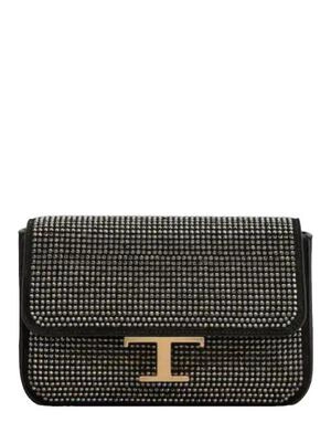 TOD'S Embellished Flap Shoulder Bag - Black