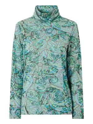 Dries Van Noten Paisley Print Long Sleeve Turtleneck - Green