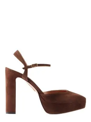 AQUAZZURA Suede Platform Pumps - Red