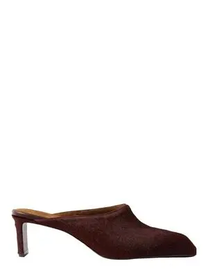 Khaite Khaite Solid Color Colt Calf Hair Mules Brown