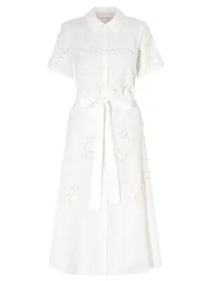 Carolina Herrera Embroidered Cotton Poplin Midi Dress - White