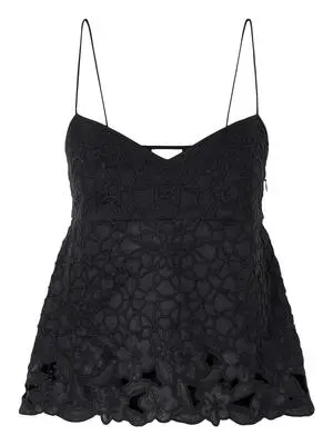 Isabel Marant Étoile Floral Embroidered Ramie Tank - Black
