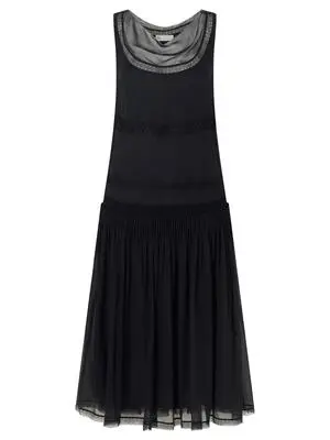 Tory Burch Pleated Lace-trimmed Dress - Black