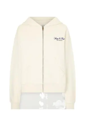 SPORTY  RICH Sporty & Rich Embroidered Cotton-Fleece Hoodie