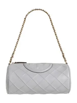 Tory Burch Quilted Leather Cylindrical Bag With Chain Detail - Gray