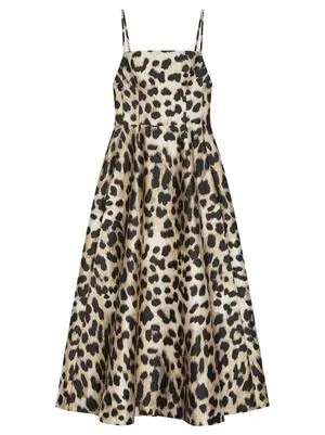 Givenchy Leopard Jacquard Sliced Long Dress - Beige