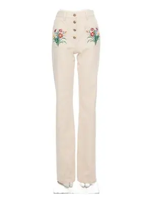 Valentino Garavani Floral Embroidered Jeans - Nude