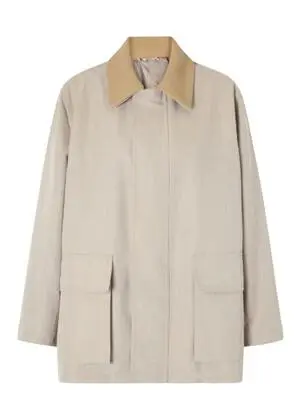 Auralee Leather-trimmed Wool-canvas Jacket - No