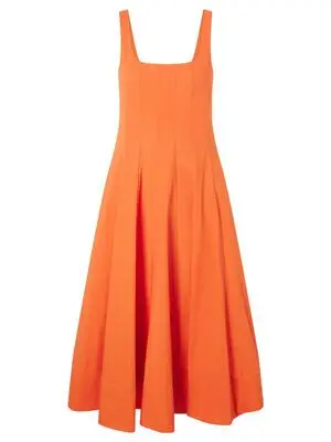 Staud Square Neck Midi Dress - Orange