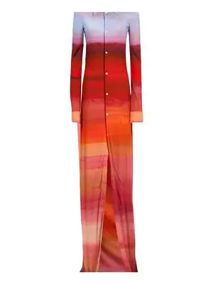 Marni Long Sleeve Shirt Dress - Red