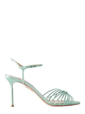AQUAZZURA Knotted Satin Strappy Sandals With Buckle Fastening - No