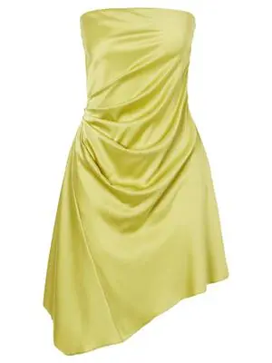 Staud Adriana Ruched Silk-blend Satin Mini Dress - No