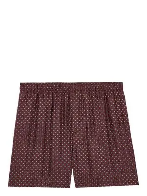 Saint Laurent Hexagon Silk Twill Shorts - Red