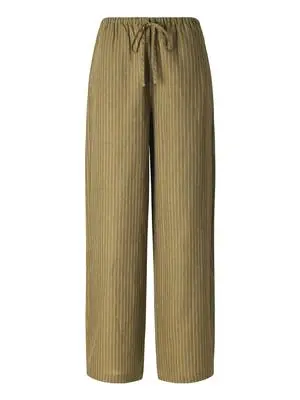 Staud Mateo Striped Linen Wide-leg Pants - Green