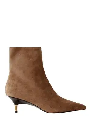Khaite Suede Ankle Boots With Sculptural Mid Heel - Brown