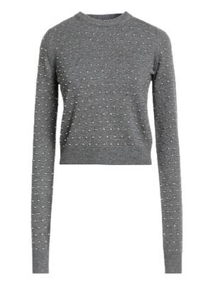 Sportmax Sportmax Embellished Crewneck Long Sleeve Knit Sweater Gray