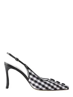 Manolo Blahnik Alexa 90 Embellished Gingham Woven Slingback Pumps - Black
