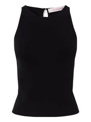 Carolina Herrera Cropped Ribbed-knit Jersey Tank - Black