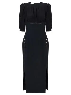 ALESSANDRA RICH Alessandra Rich Pleated Silk Crepe Dress With Crystal Embellishments