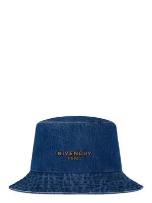 Givenchy Paris Embroidered Denim Bucket Hat - Blue