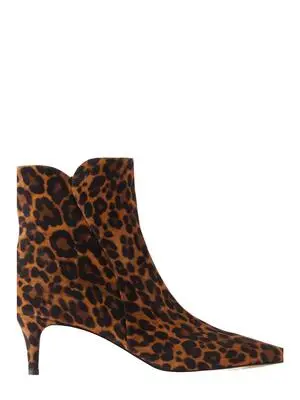 GIANVITO ROSSI Leopard Print Suede Ankle Boots - Black