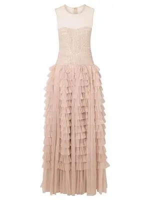 Ulla Johnson Crochet And Tulle Gown - Nude