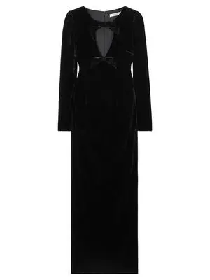 Alessandra Rich Velvet Dress With Openwork Bow Decoration - Black