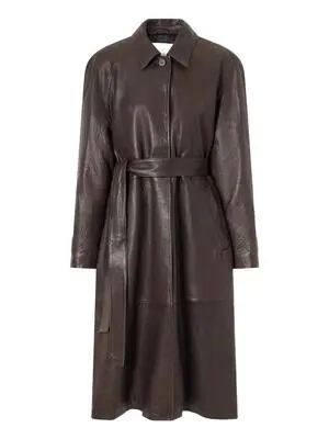 Magda Butrym Textured Leather Trench Coat - Black