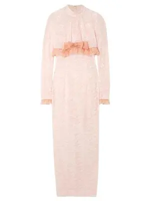 Alessandra Rich Lace Ruffle Maxi Dress - Pink