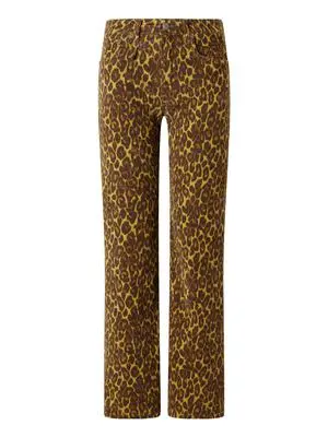 R13 R13 Cropped Animal-Print Flare Jeans Brown