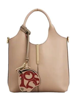 TOD'S Handle Shoulder Bag With Pendant - Nude
