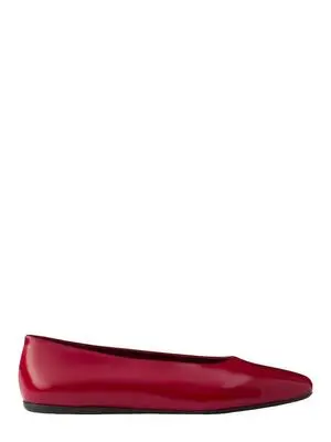Prada Brushed Leather Ballerinas - Scarlet