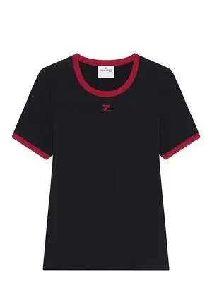 COURREGES Courreges Heritage Crewneck T-Shirt With Logo Patch Black