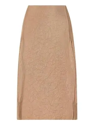 Tory Burch Tory Burch Crinkled Satin Midi Skirt Brown