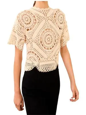 ULLA JOHNSON Ulla Johnson Hand-Crocheted Short-Sleeve Top