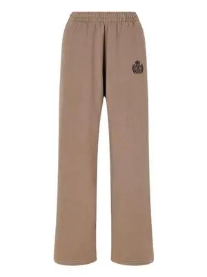SPORTY  RICH Embroidered Cotton-jersey Wide-leg Sweatpants
